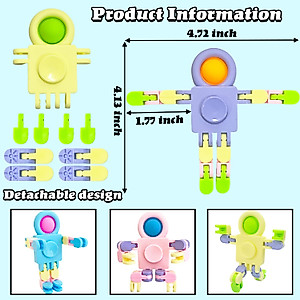 Eerrhhaq 20 Pcs Funny Sensory Fidget Toys,Transformable Chain Robot Finger Toy,Stress Relief Fingertip Gyro Toys for Party Favors,Gifts,Classroom Supplies Prizes