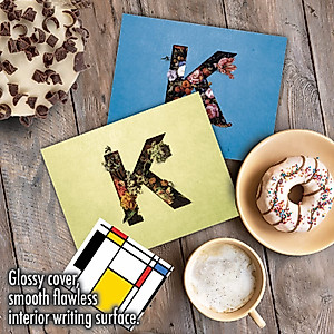 The Best Card Company - 10 Initial Letter “K” Assorted Blank Notecards Beautiful Flower Personal Stationary 4 x 5.12 Inch, Bulk Variety Pack for Thank You and Notes - Baroque Blooms K M3838OCB-B1x10