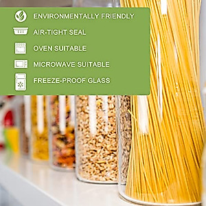 LIBWYS Pantry Glass Storage Jars with Bamboo Lids Set of 4, 135oz Airtight Food Containers Kitchen Storage Jars - Dishwasher Safe (4pack)