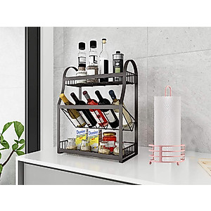 Buruis Standing Paper Towel Holder, 13 X 6 Inch Modern Decorative Countertop Rolls Holder for Kitchen, Toilet, Pantry and Bathroom (Pink)