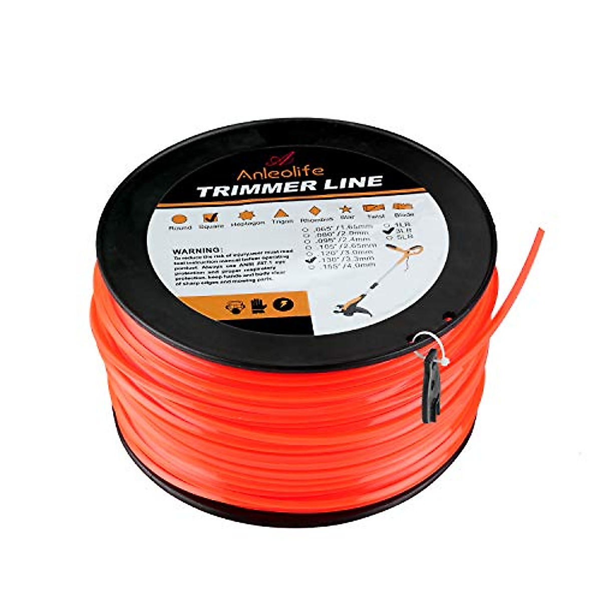 A ANLEOLIFE 3-Pound Commercial Square .155-Inch-by-280-ft String Trimmer Line in Spool,with Bonus Line Cutter, Orange
