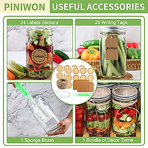 PINIWON Wide Mouth Mason Jars 32 oz with Airtight Lids and Bands, 12 Pack Quart Canning Jars, Clear Glass Mason Jars for Canning, Pickling, Preserving, Meal Prep, DIY Projects