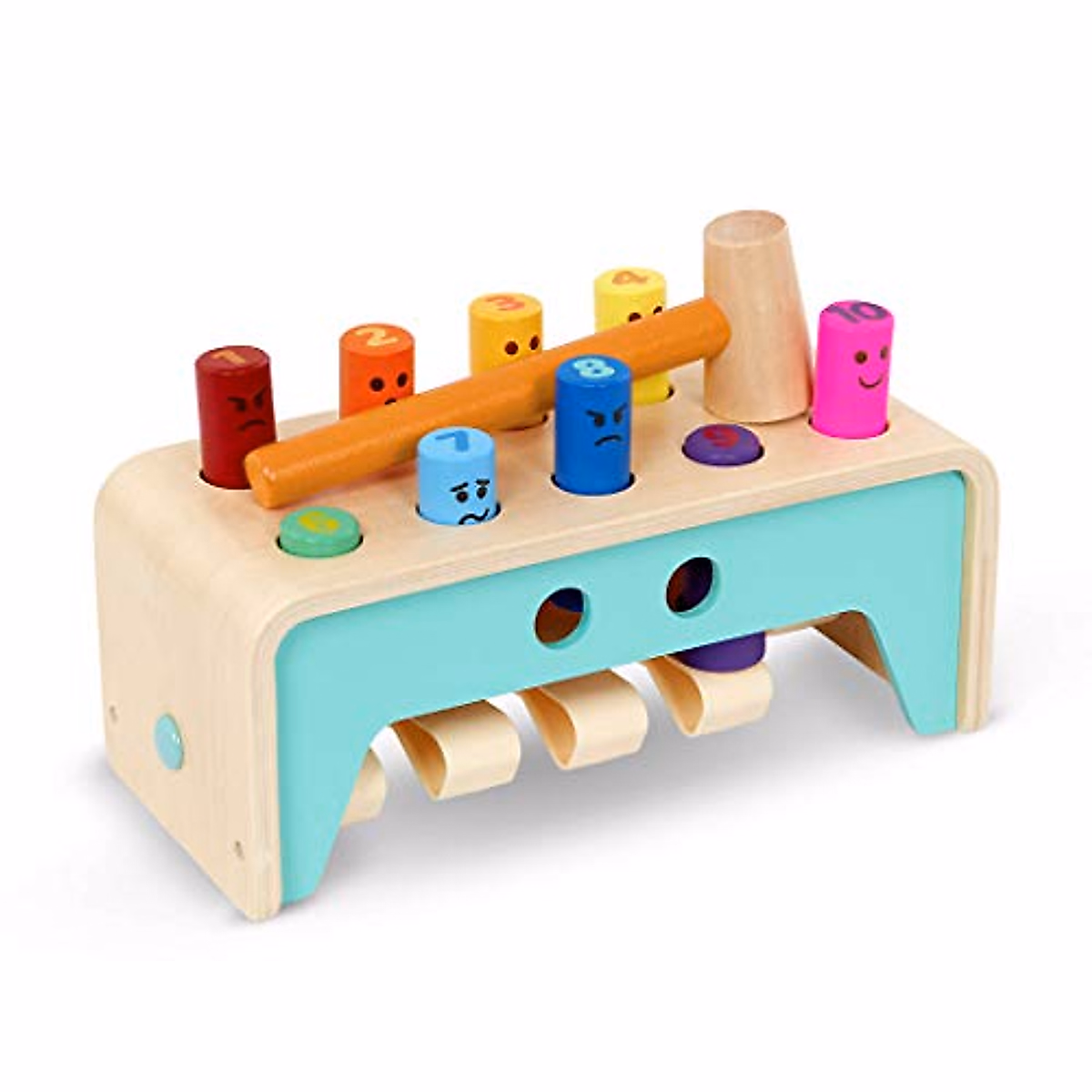 Battat – Wooden Hammer Toy for Kids, Toddlers – Pounding Bench with Pegs and Mallet –Colorful Developmental Toy – Pound & Count Bench – 1 Year +