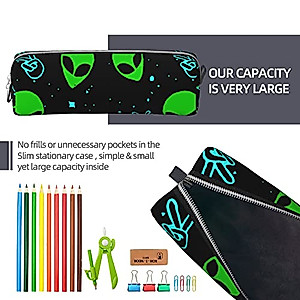 allgobee Pu Leather Pencil Bag Pen Case Harajuku-Punk-Alien Students Stationery Pouch Pencil Holder Desk Organizer