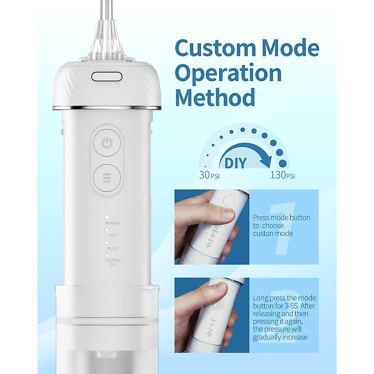 Cordless Water Dental Flosser for Teeth Cleaning, Mornwell Mini Cordless Portable Water Dental Flosser, 4 Modes Telescopic Water Tank USB Rechargeable IPX7 Waterproof for Travel, Braces & Bridges Care