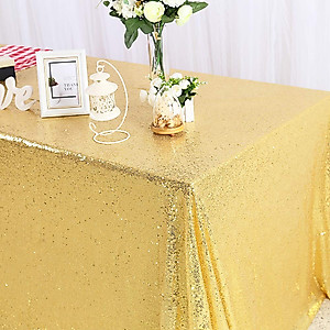 GFCC Glitter Gold Sequin Tablecloth 60x126 Party Wedding Halloween Christmas Baby Shower Table Cover