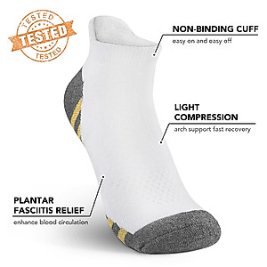 Aoliks White Ankle Compression Socks for Women & Men - Arch Support Low Cut Running Socks for Cycling Nurses