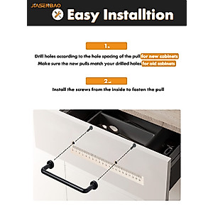 JIASENBAO Black Cabinet Bar Pulls 5" Hole Center 5 Pack Classic Modern Matte Drawer Handles Kitchen Cupboard Bathroom Dresser Cabinet Hardware