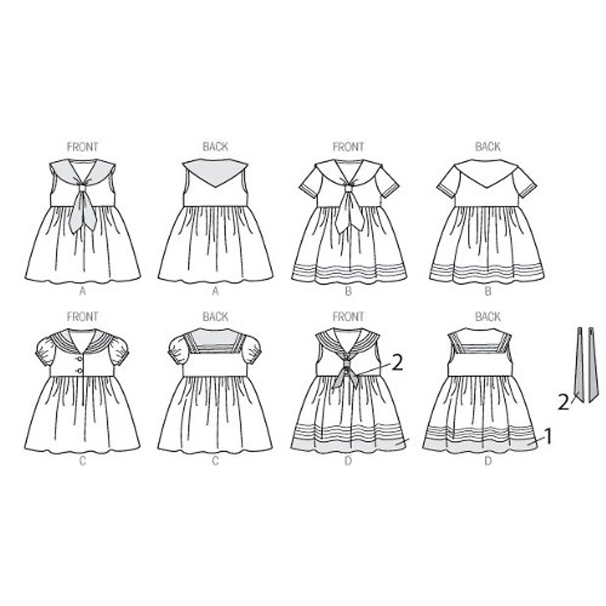 McCall Pattern Company M6913 Toddlers' Dresses and Tie Ends, Size CAA