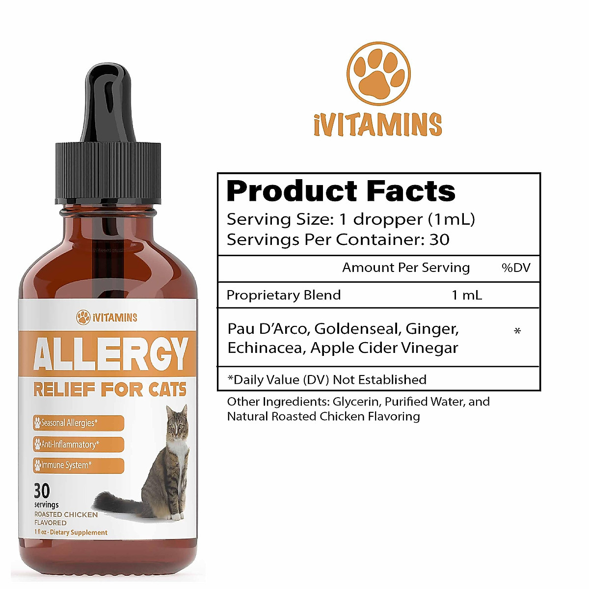 Allergy Relief for Cats | Helps to Naturally Support Allergy & Itch Relief for Cats | Cat Allergy | Cat Itch Relief | Cat Itchy Skin Relief | Cat Allergy Relief for Cats | Cat Supplements & Vitamins