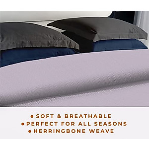 Kotton Culture Knitted Geometric Herringbone Pattern Handwoven Blanket 100% Long Staple Cotton - Soft & Cozy All-Season Throw for Bed Couch Chair Outdoors (Twin/Twin XL, Lilac)