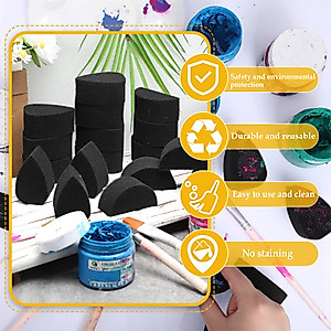 Yinkin 24 Pcs Face Paint Sponge Petal Oval and Semicircular Face Painting Sponges High Density Face Painting Supplies for Kids Adults Art Work Halloween Makeup Body Paint(Black)