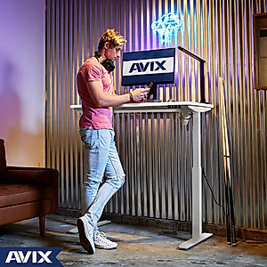 AVIX Whole Piece Electric Standing Desk, 48 x 24 Inches Height Adjustable Desk, Sit Stand Desk Home Office Desks, White