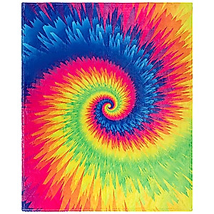 Tie Dye Throw Blanket, Adorable Super-Soft Extra-Large Rainbow Tie Dye Blanket for Women, Girls, Teens and Children (50 in x 60 in) Cute Fleece Tie Dye Throw, Warm Plush and Cozy Throw, Tapestry Décor