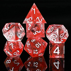 DAKAFUL DND Game Dice-Set Sharp Edges - Dungeons and Dragons Polyhedral Red Dice Set for D＆D RPG MTG Table Games D4 D6 D8 D10 D12 D20