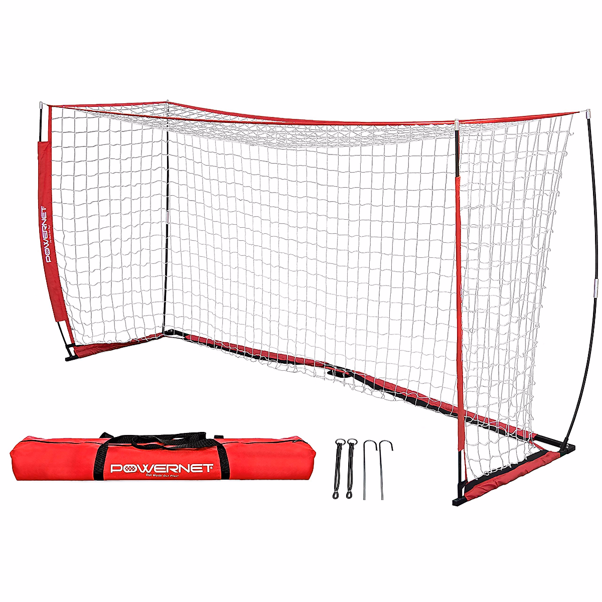 PowerNet Carli Lloyd Soccer Goal | Portable Net Collapsible Metal Base | Quick Setup Ultra Portable | Full Size Framed Soccer Goal | 1 Goal + 1 Carry Bag (12X6 FT)