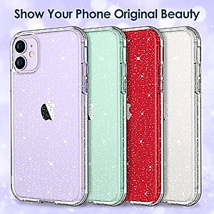 Hython Case for iPhone 11 Case Glitter, Cute Sparkly Clear Glitter Shiny Bling Sparkle Cover, Anti-Scratch Soft TPU Thin Slim Fit Shockproof Protective Phone Cases for Women Girls Girly, Clear Glitter