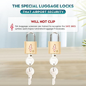 DUALCROWN 2 Pack Luggage Lock TSA Approved+Key Padlock, Travel Lock TSA Approved +Suitcase Lock TSA Approved for Luggage, Suitcase, Carry On, Backpack, Laptop Bag,4 Pack Gold