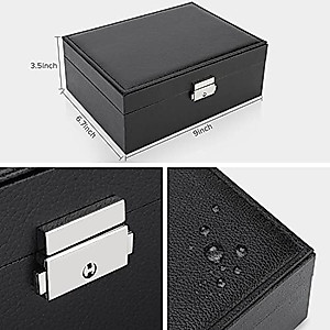 GOLVER Two Layer Jewelry Organizer for Women Girls Jewelry Box for Earring Necklaces Watch Ring Bracelet With An Extra Small Jewelry Case for Travel Black (2 Pack)
