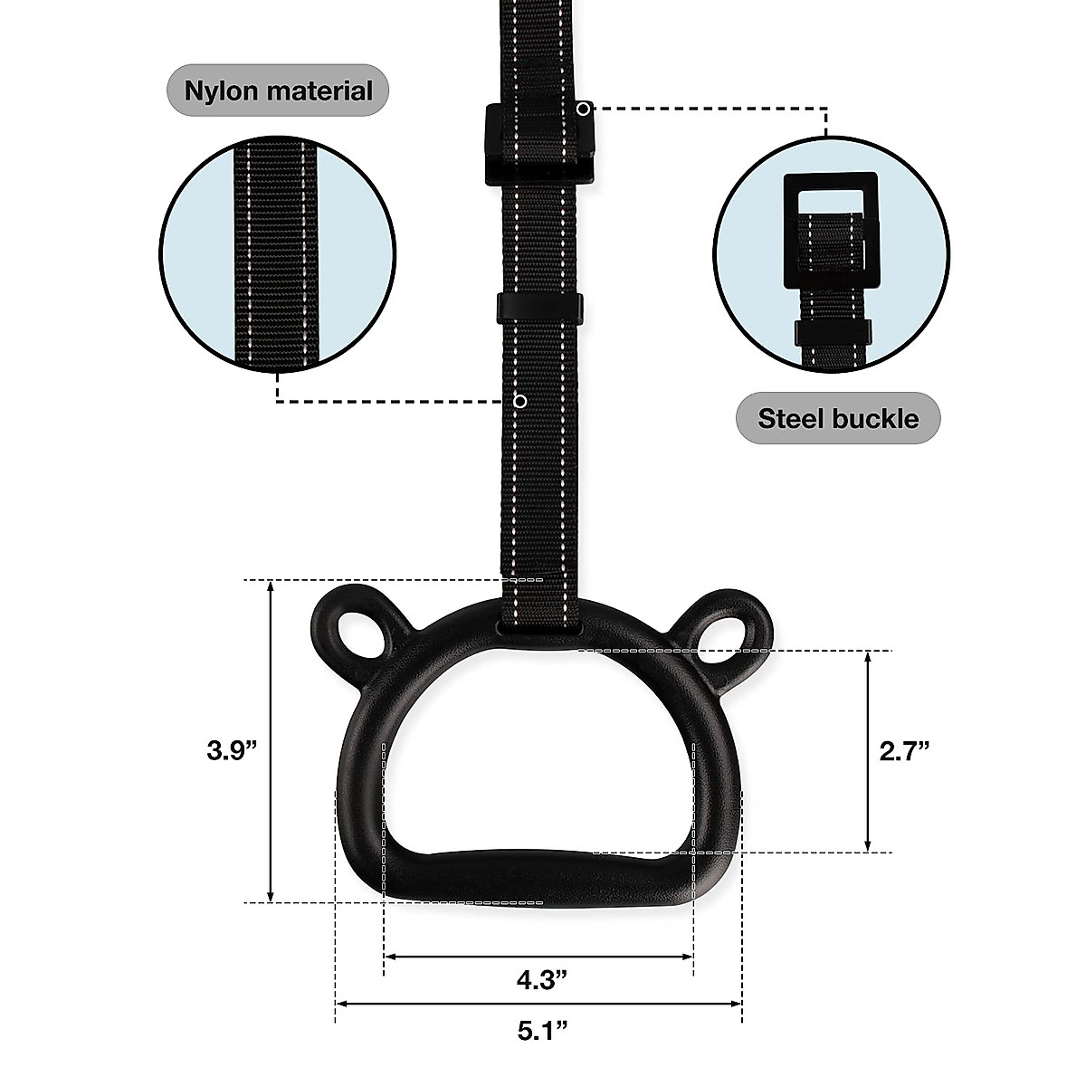 EXQ Home Kids Gymnastic Rings Pull up Rings for Chlidren Exercise,Indoor Gym Ring,Kids Gymnastics Rings with Adjustable Straps,Load Bearing 220lb,Yellow Hands Tape (NO Bar)