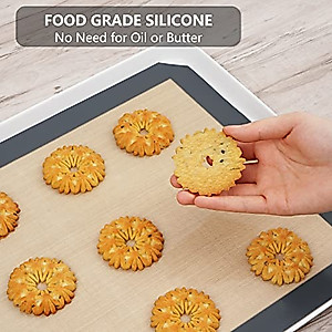 Elyum Silicone Baking Mat, 2 Pack Non-Stick Food Grade Silicone Mat for Baking, Reusable Heat Resistant Half Sheet Baking Mat for Cookies Macarons Bread Pastry (16.5"x11.6", Grey)