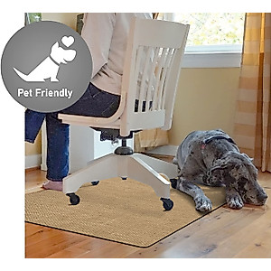 Bungalow Flooring Barbury Weave 9to5 Desk Chair Mat, 3' x 4', Made in USA, Stain-Resistant, Anti-Slip Rubber Backing, Khaki