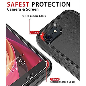Diverbox Designed for iPhone SE case with Screen Protector Heavy Duty Shockproof Shock-Resistant Cases for Apple iPhone se Phone 2022/2020 Release - Black