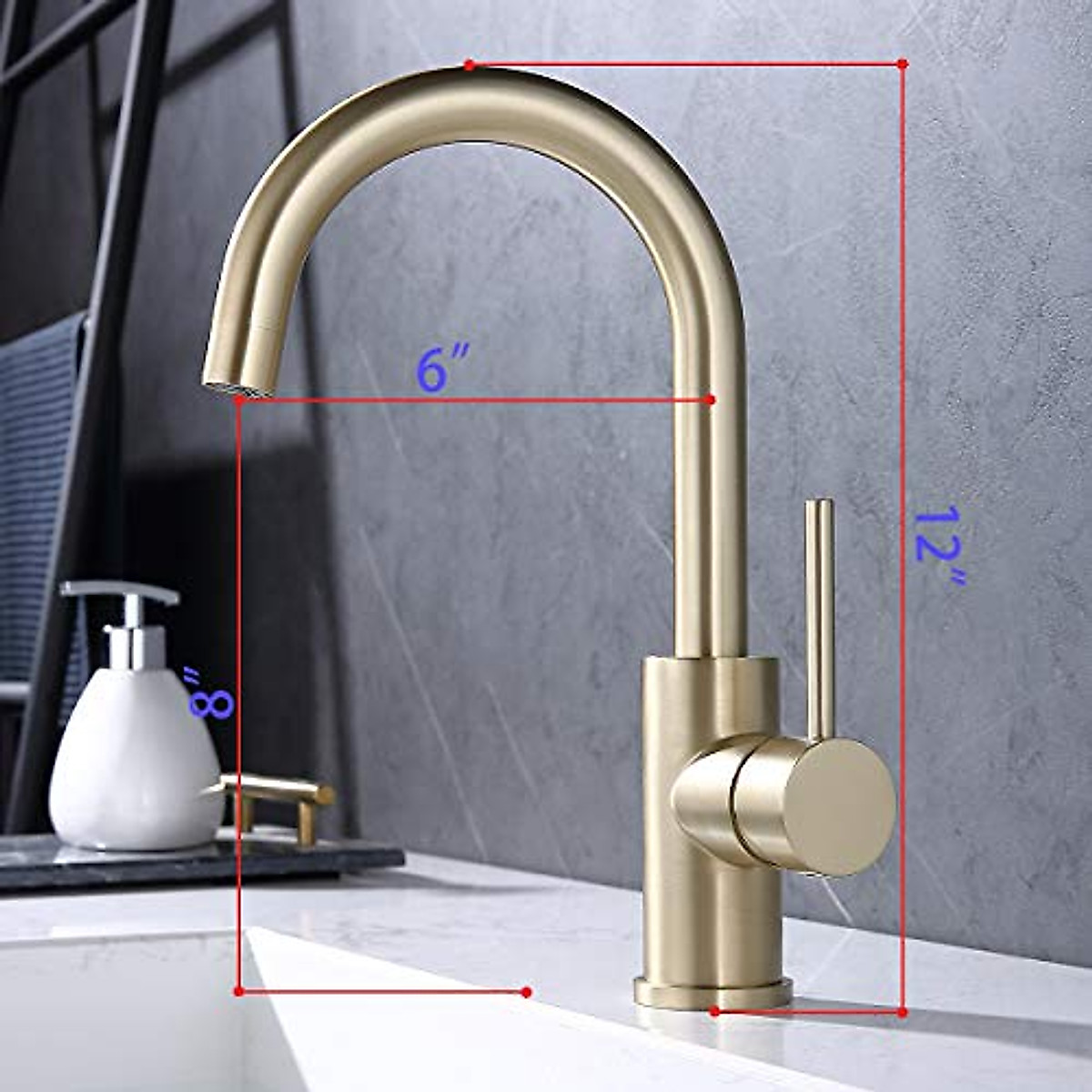 WiPPhs Bar Faucets Single Hole, Brushed Gold Mini Kitchen Sink Faucets, Single Handle Lead-Free Modern Wet Bar Sink Faucets Mixer Taps