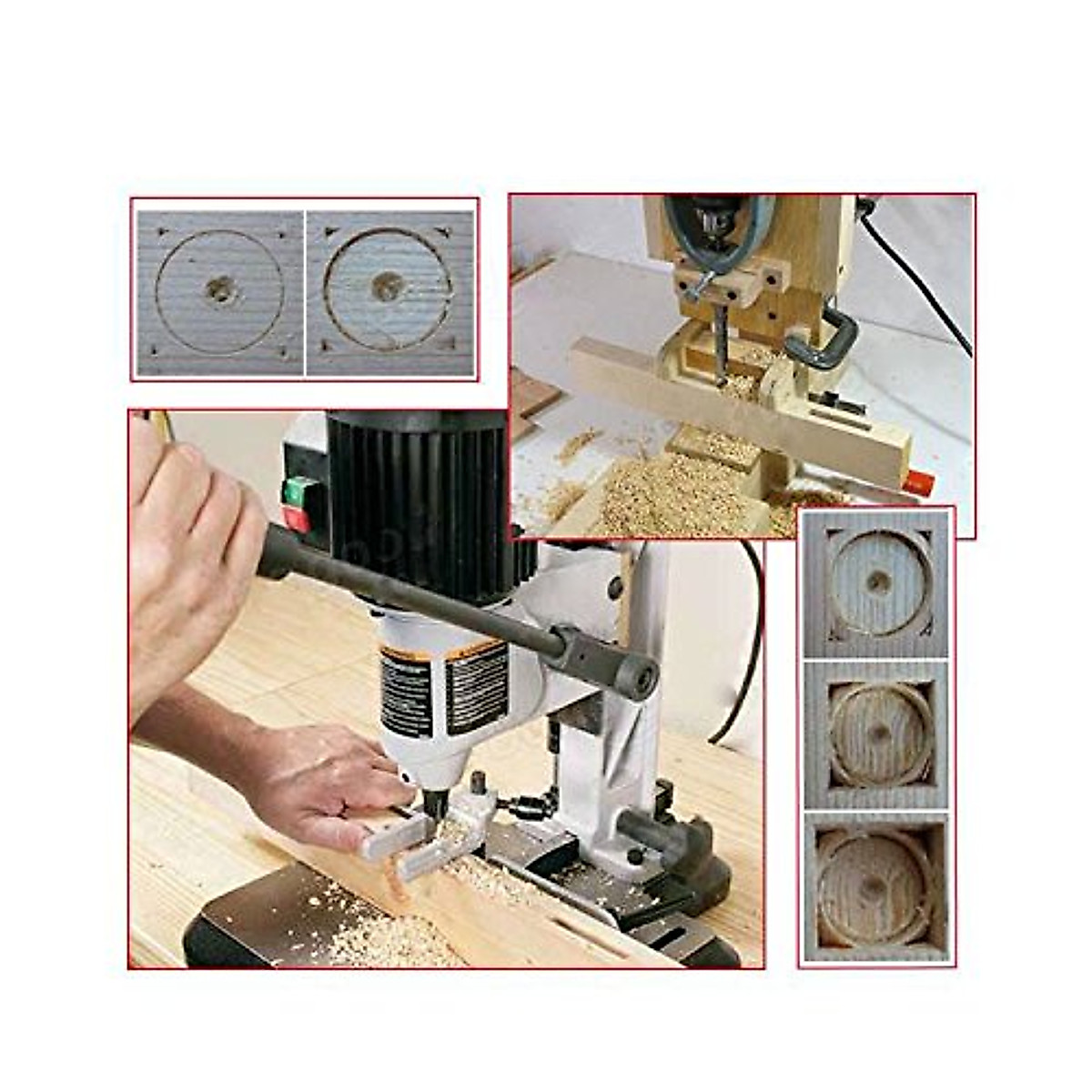 Amena 4Pcs Woodworker Square Hole Drill Bits Mortising Chisel Set,Woodworking Hole Saw Mortise Chisel Drill Bit Kit Tool Set 1/4 2/5 3/8 1/2