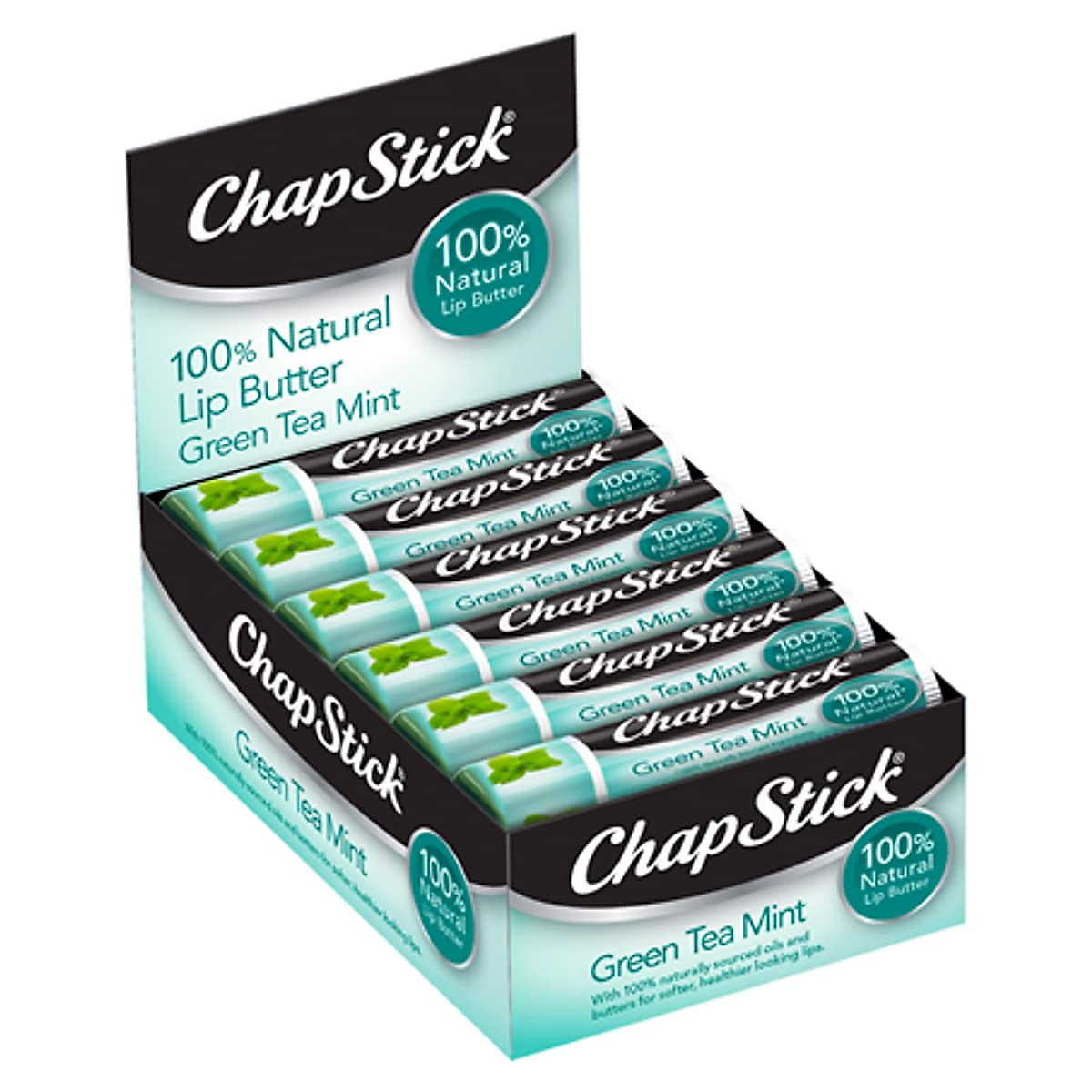 ChapStick 100% Natural Lip Butter, Green Tea Mint, 0.15 oz (Pack of 12)