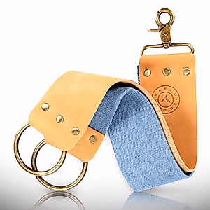 Naked Armor Stropping Leather Strop - Straight Razor Sharpening & Leather Knife Sharpener, Brass Hooks, Linen Stropping Belt, Leather Strop for Knife Sharpening, Razor Blade Sharpener, Shave Strop