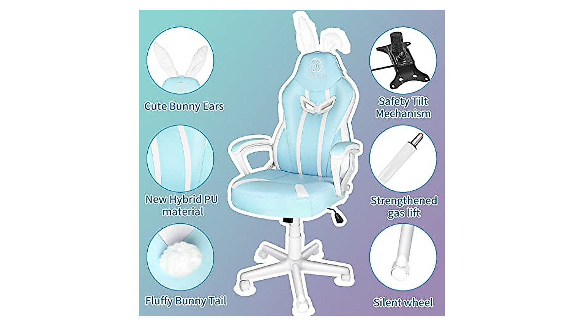 JOYFLY Light Blue Gaming Chair for Girls - Ergonomic Design