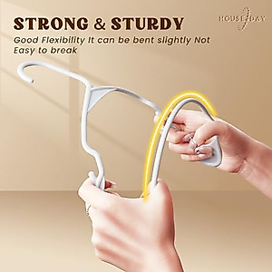 HOUSE DAY White Plastic Hangers 60 Pack, Plastic Clothes Hangers Space Saving, Sturdy Clothing Notched Hangers, Heavy Duty Coat Hangers for Closet, Laundry Hangers for Adult Coat, Suit, Shirt, Dress