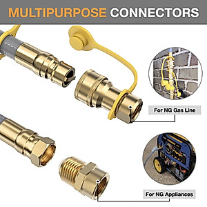 PatioGem 24FT 1/2” Natural Gas Hose, Natural Gas Conversion Kit, Flexible Gas Line Propane to Natural Gas Conversion Kit with Quick Connect Fitting for Grill, Fireplace, Heater, Burner, Generator-CSA