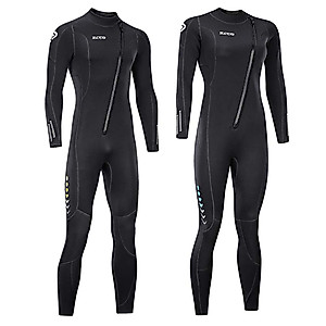 Ultra Stretch 3mm Neoprene Wetsuit, Front Zip Full Body Diving suit, one piece for men & Women-Snorkeling, Scuba Diving Swimming, Surfing