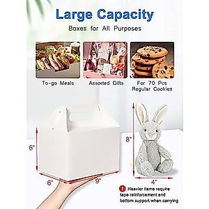 Shallive 25 Pcs Large Treat Boxes 9x6x6 Inch White Gable Gift Boxes with Handle Kraft Lunch Boxes Recycled Paper Gift Bags Take Out Cookie Boxes Welcome Boxes Candy Bags For Wedding Birthday Party Supplies