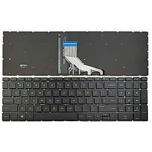 Laptop Replacement US Layout Green Backlit Keyboard for HP Pavilion Gaming 15-CX 15-CX0058WM 15-CX0100TX Black