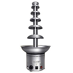 NEWTRY 6 Tiers Stainless Steel Chocolate Fondue Fountain Machine 13.23lbs Capacity 86~230℉Adjustable For Home Party Restaurant (110V)