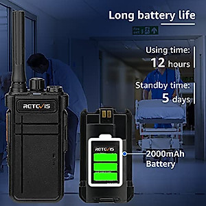 Retevis RB37 New Version,Bluetooth Walkie Talkies,2 Way Radio with Earpiece,VOX,2000mAh,USB-C,Wireless Walkie Talkie for Manufacture (4 Pack)