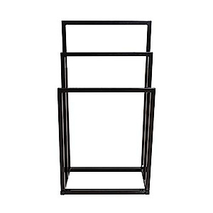 3 Tiers Metal Towel Rack Modern Freestanding Black Towel Holder for Bathroom Accessories Organizer(Black)