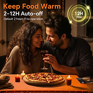 Food Warming Mat, IUIPI Electric Warming Tray with 7 Temperature Settings 2-12H Timer and Child-Lock Fast Full Surface Heating Roll Up Food Warmers for Parties Buffet Gatherings Countertop