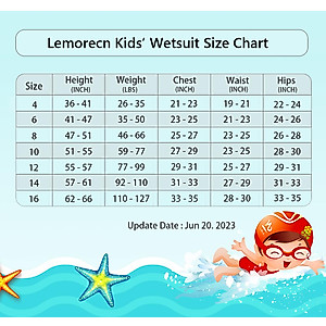 Lemorecn Kids Wetsuits Youth 3 mm Full Diving Suit (4033lightblue6)