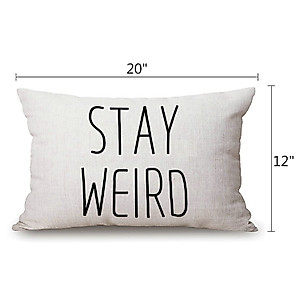 Funny Stay Weird Black White Lumbar Throw Pillow Cover 12x20 Inch Decorative Bedroom Living Room Rectanglar Cushion Case for Bed Sofa Couch