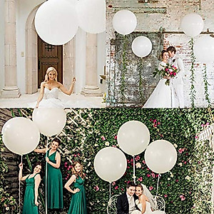 Giant Balloons 36 Inch Large balloon Latex White Balloon (Premium Helium Quality), for Birthdays Wedding Party Festivals Photo Shoot New Year Christmas Event Decorations, 6 PCS