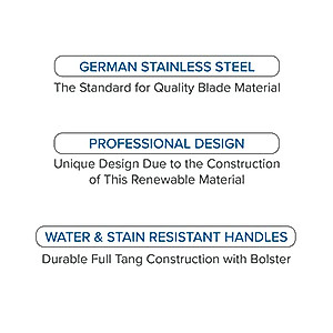 Viking Culinary German Stainless Steel Pakkawood Steak Knife Set, 6 Piece, Includes Wooden Gift Box, Handwash Only, Water & Stain Resistant Handles, Black