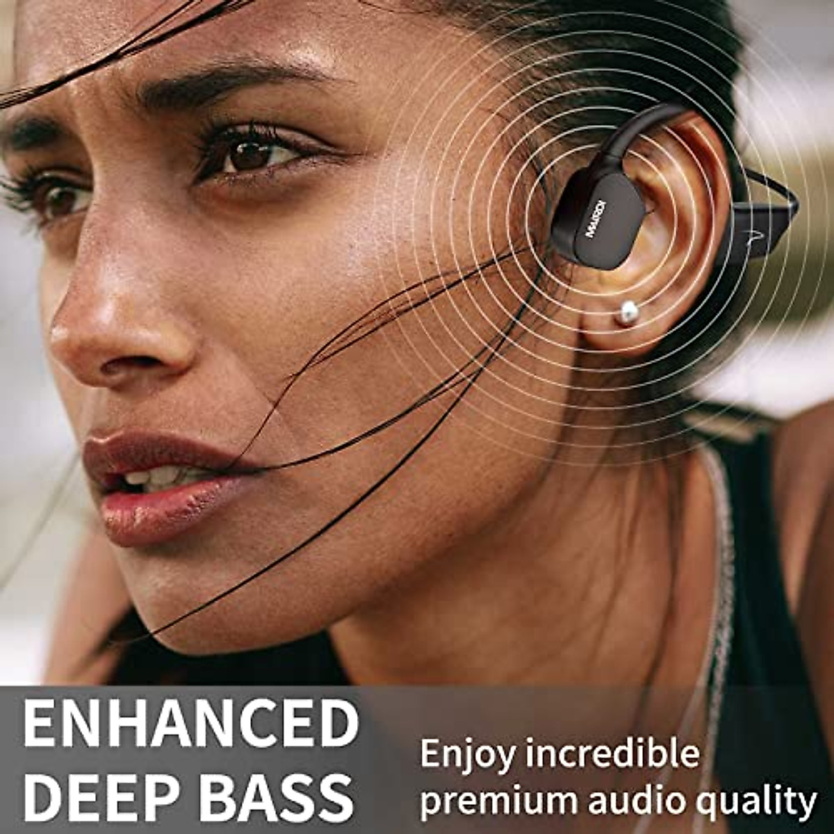 MAIRDI Bone Conduction Headphone Bluetooth 5.3 - Open Ear Sport Headphones Wireless with AI Noise Canceling Microphone, 8H Hours Playtime, Headset Waterproof for Running Workouts Driving