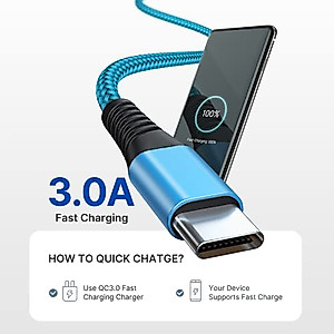 USB C Cable 10FT 3Pack Fast Charging Nylon Braided Long Type C Charger Cable Compatible with Samsung Galaxy S23 S22 S21 S10 S9 S8 A02s A03s A11 A12 A13 A20 A21 A32 A42 A53 Z Fold 4, Tablet, LG, Moto