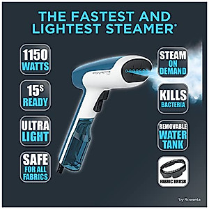 Rowenta X-Cel Handheld Steamer for Clothes 15 Second Heatup, 2.4 Ounce Capacity 1150 Watts Portable, Ironing, Fabric Steamer, Garment Steamer, Vacation Essentials, Travel Must Have DR6131,Green