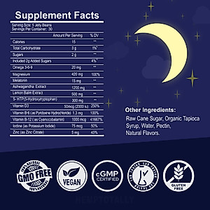 Melatonin 3mg 15mg for The Whole Family with Ashwagandha, 5-HTP, Lemon Balm, Magnesium, B12, B6 Chewable & Low Sugar - for Healthy Rest Cycle, Deep Zzzs, Positive Mood & Brain Health, 150 Counts