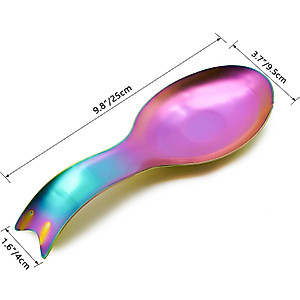 Fish Shape Stainless Steel Spoon Rest for kitchcen Countertop,Utensil Spoon Holder, Spatula Ladle Holder Brushed Finish Heavy Duty,Dishwasher Safe 10Inch by3.7Inch